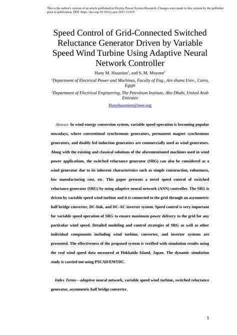 Pdf Speed Control Of Grid Connected Switched Reluctance Dokumen Tips