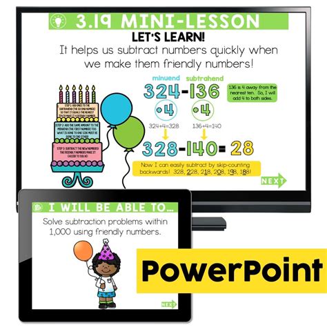 Lucky To Learn Math 3 Digit Subtraction Friendly Numbers Lesson 319 Teaching Slides