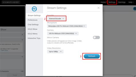 manual how to stream to streamate smconnect with external encoder