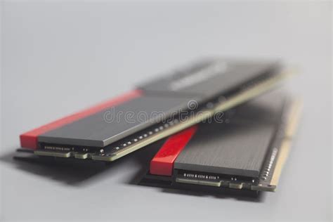 High Performance Ddr4 Computer Memory Ram On Motherboard Stock Image