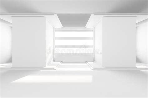 Minimalist White Interior With Geometric Architecture And Natural Light Stock Illustration