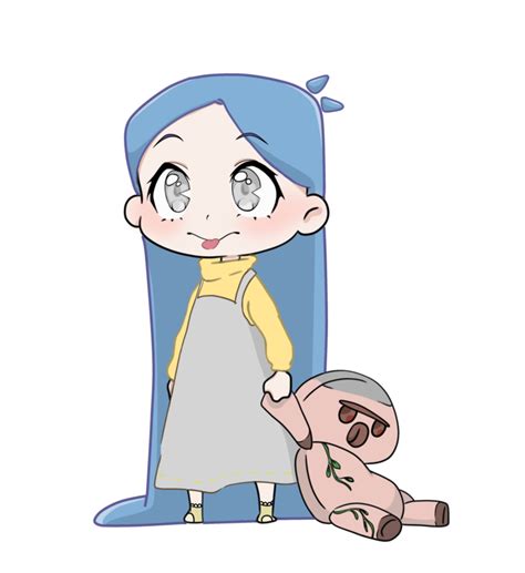 девочка с голубыми волосами в стиле 2d Графика Комикс на