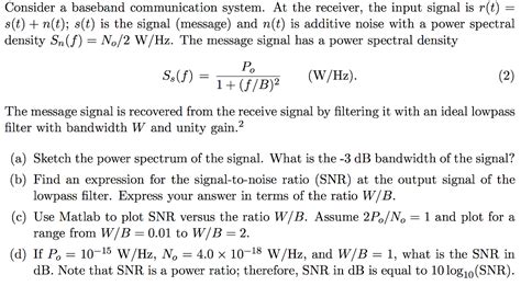 solved consider a baseband communication system at the