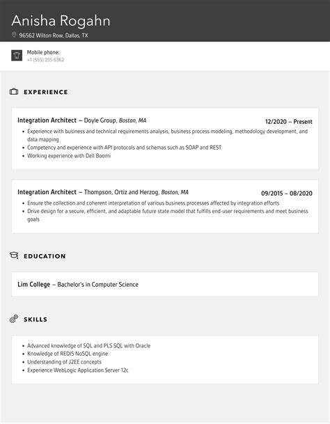 Integration Architect Resume Samples Velvet Jobs