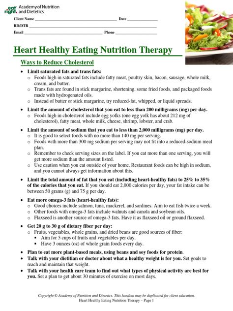 Heart Healthy Handout Pdf Fat Foods
