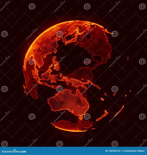 Abstract Red Background Global Network Concept World Map Point 3d