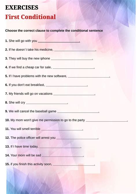 First Conditional Interactive Worksheet Workbook Online Workouts