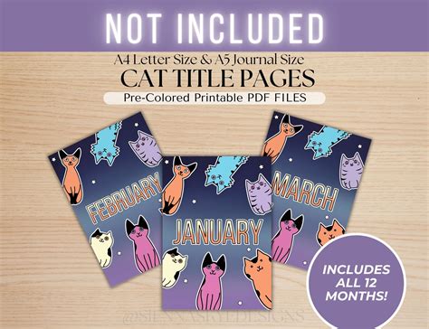 Cat Calendar Printable A4 And A5 Sizes S S M S Layouts Cute Yearly