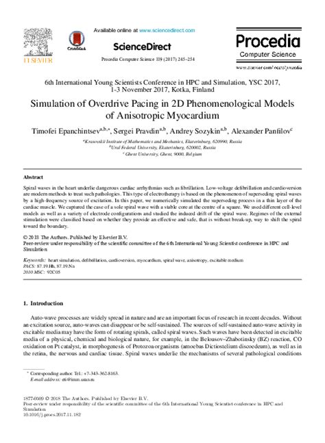 Pdf Simulation Of Overdrive Pacing In 2d Phenomenological Models Of