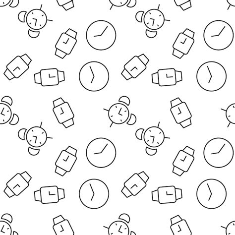 Premium Vector Seamless Vector Monochrome Pattern Of Wristwatch Alarm Clock And Clock For