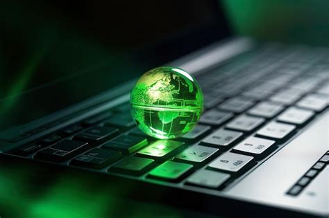 Premium AI Image Technology With The Concept Of Nature Laptop Keyboard With Green Globe