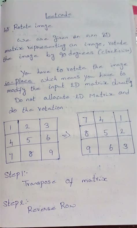 Rotate Image Leetcode Problem 48 Benazir I