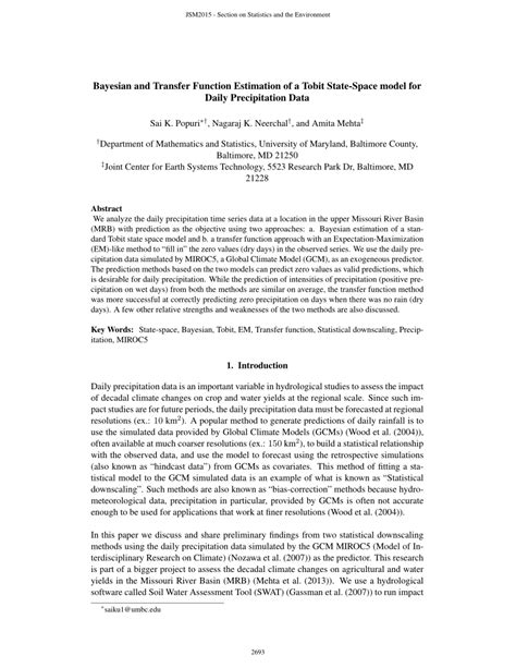 Pdf Bayesian And Transfer Function Estimation Of A Tobit State Space