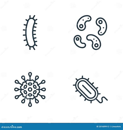 Microorganism Line Icons Linear Set Stock Vector Illustration Of Cell Research 201689912