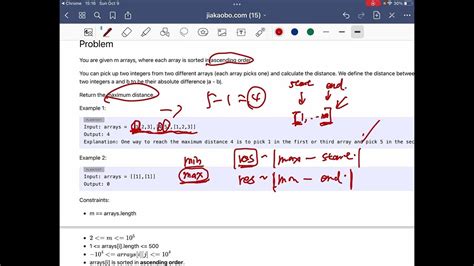 贾考博 Leetcode 624 Maximum Distance In Arrays Youtube