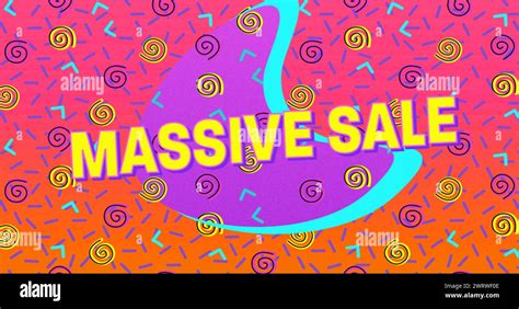 Image Of The Words Massive Sale In Yellow Letters With A Purple
