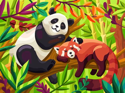 Pandas Having A Nap Panda Illustration Panda Artwork Illustration Character Design