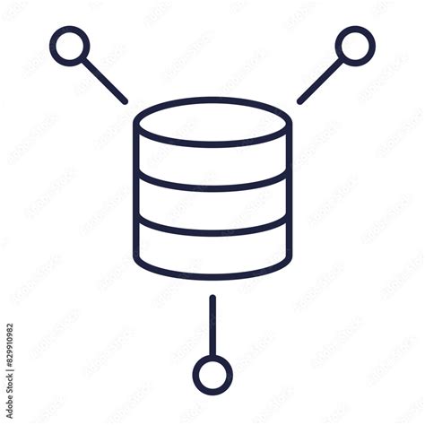 Database System Line Icon Data Center Modelling Big Data Analysis