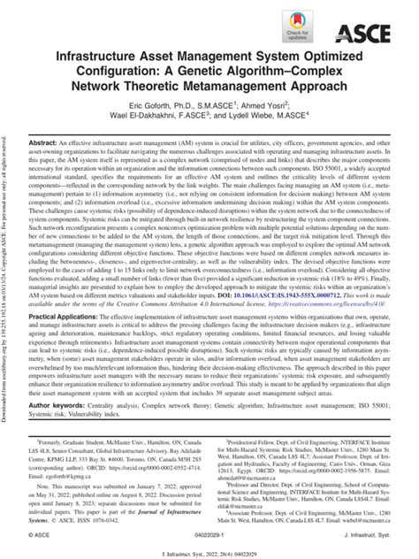 goforth et al 2022 infrastructure asset management system optimized