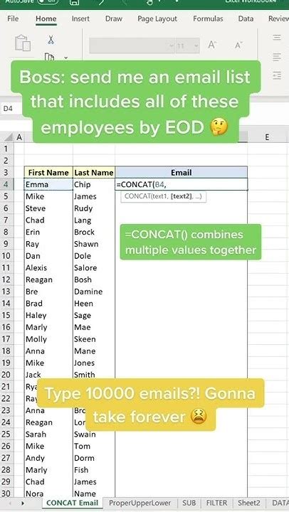 Use The Concat Function To Combine Cells And Text Values Together Into