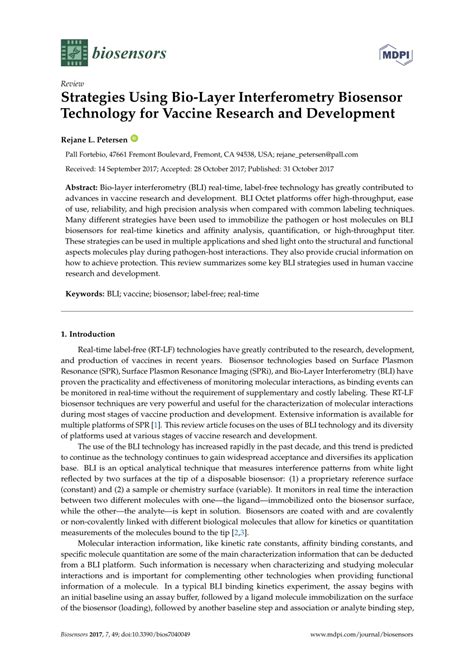 Pdf Strategies Using Bio Layer Interferometry Biosensor Technology