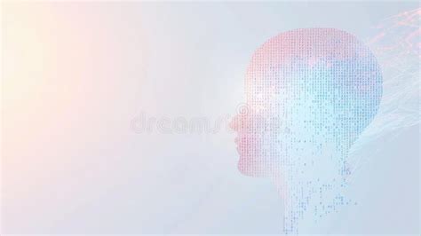 Qa Engineer S Head In Minimalistic Outline With Flowing Binary Code Copyspace Provided Stock