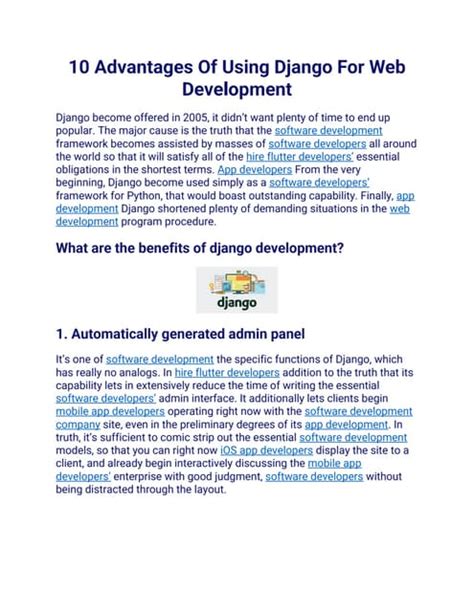 10 Advantages Of Using Django For Web Developmentpdf