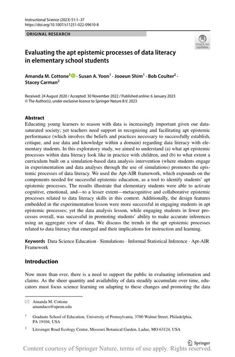 evaluating the apt epistemic processes of data literacy in elementary