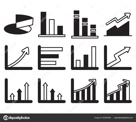 Data Graph Chart Icons Set Stock Vector By Loopang 605455058