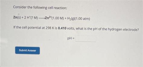 Solved Consider The Following Cell Reaction