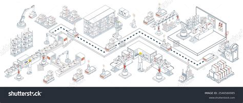 Smart Warehouse Automation Systems Featuring Autonomous Stock Vector