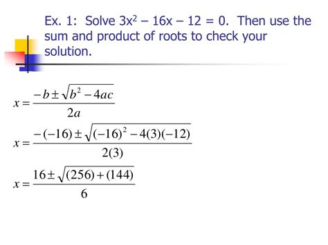 Ppt 7 5 Sum And Product Of Roots Powerpoint Presentation Free Download Id 3090136