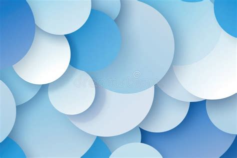 Abstract Blue And White Overlapping Circles Background With Gradient Effect Stock Illustration
