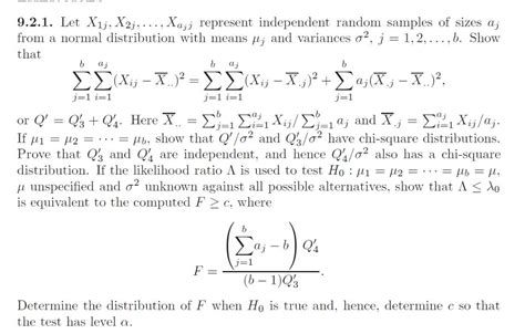 Solved Let X 1j X 2j X Ajj Represent Independent Chegg Com