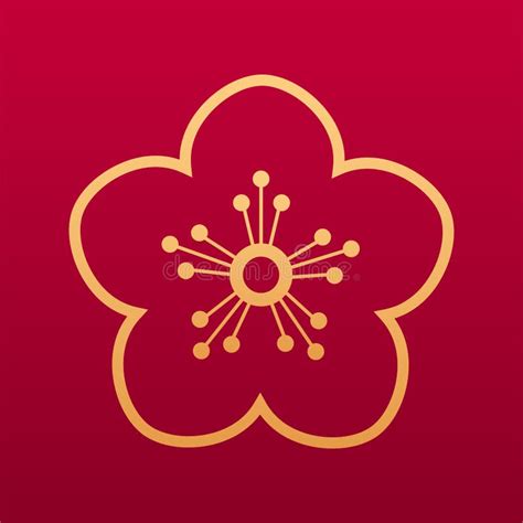 Sakura Flower Decorative Element Chinese Traditional Floral Decorative Element Stock