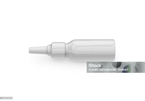 디스펜서 펌프와 흰색 빈 플라스틱 비강 방울 병 고립 된 흰색 배경에 템플릿을 조롱 3d 그림 0명에 대한 스톡 사진 및 기타