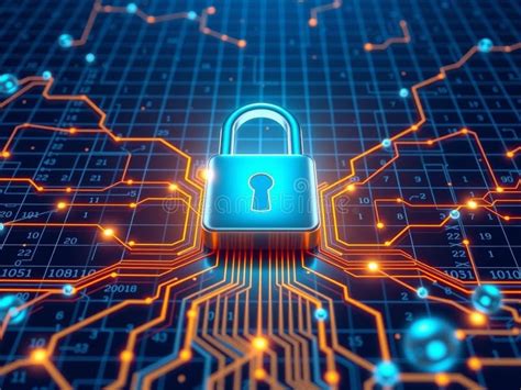 Digital Padlock Icon Over Blue Tech Background Showing Cybersecurity