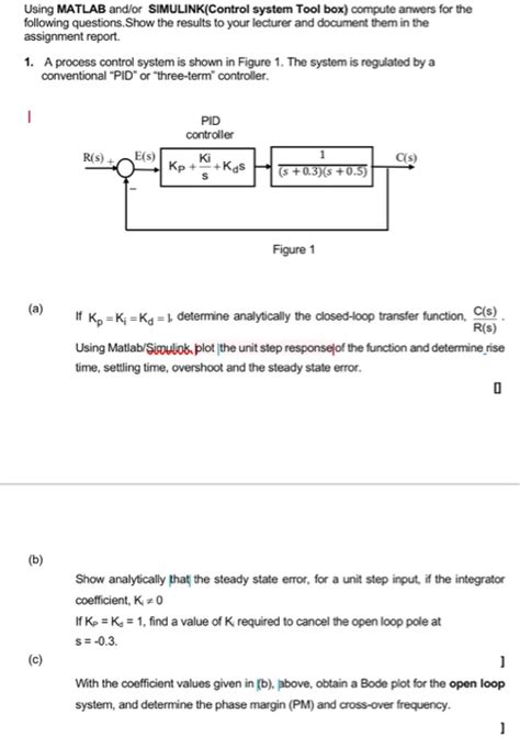 Solved Using Matlab Andor Simulinkcontrol System Tool Box