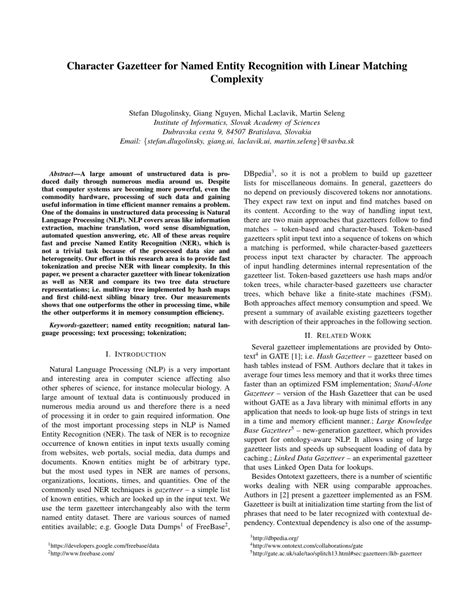 pdf character gazetteer for named entity recognition with linear