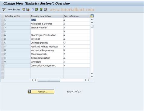 OVSO SAP Tcode C SD Table T Mat Indust Field Sel