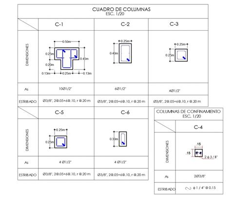 Table Detail Of Column Autocad File
