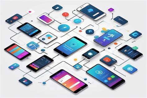 Premium Photo Animation Of Multiple Mobile Application Icons Connected With Dots On White