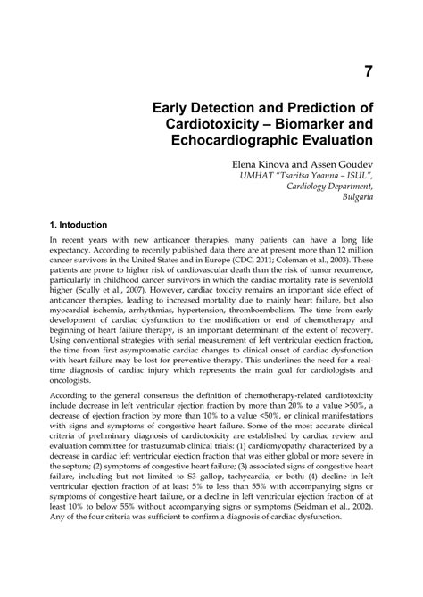 Pdf Early Detection And Prediction Of Cardiotoxicity Biomarker And