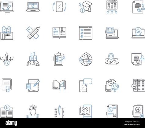 Virtual Classrooms Line Icons Collection Online Remote Collaborative