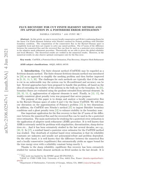 Pdf Flux Recovery For Cut Finite Element Method And Its Application