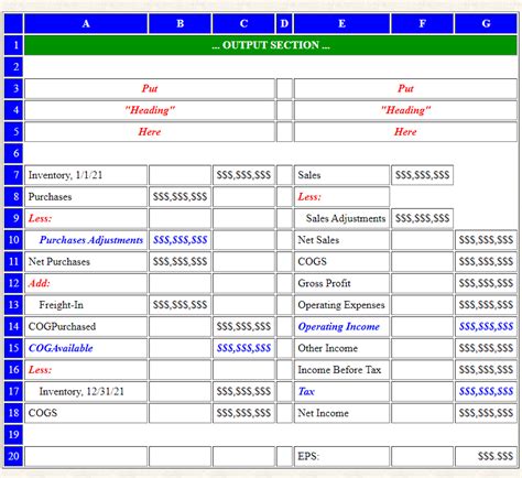 prepare a data input section in the exact order as