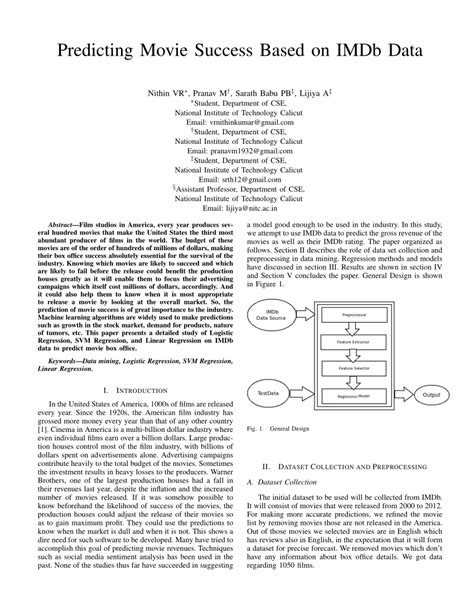 PDF Predicting Movie Success Based On IMDB Data