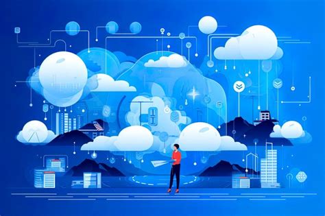 Premium Photo Generative AI Illustration For Infrastructure As A Service Cloud Computing Rain
