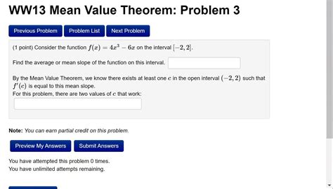 solved ww13 mean value theorem problem 3 previous problem