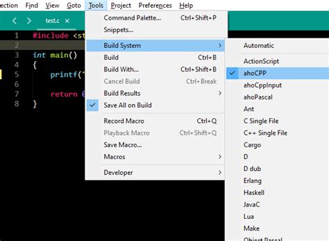 run and compile c or c with sublime text ahonerd